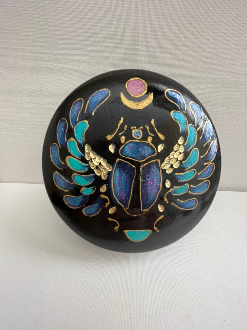 Egyptian Scarab Black Round Jewelry Box - Etsy