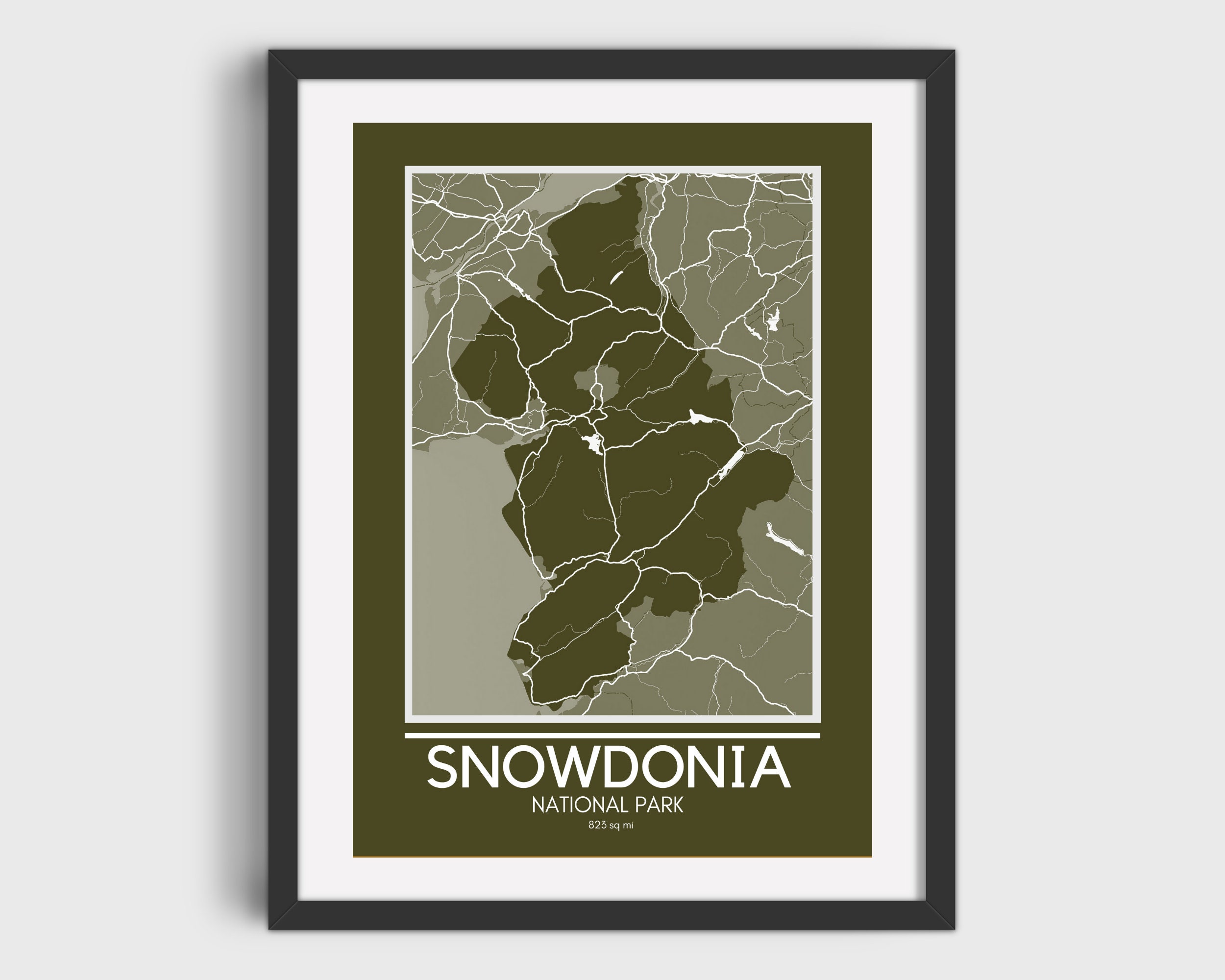 Snowdonia Map Print National Park Map Print Snowdonia | Etsy