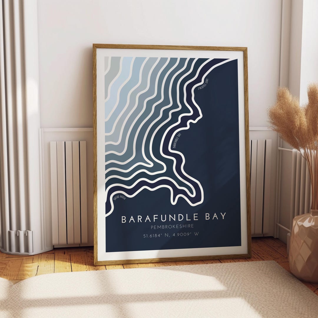 Barafundle Bay Coastline Print: Minimalist Coastal Art (free ...