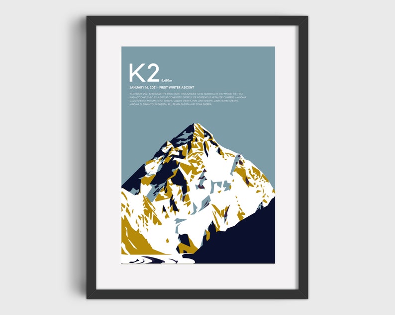 K2 Abstract Mountain Print K2 Graphic Art Mountain Home | Etsy