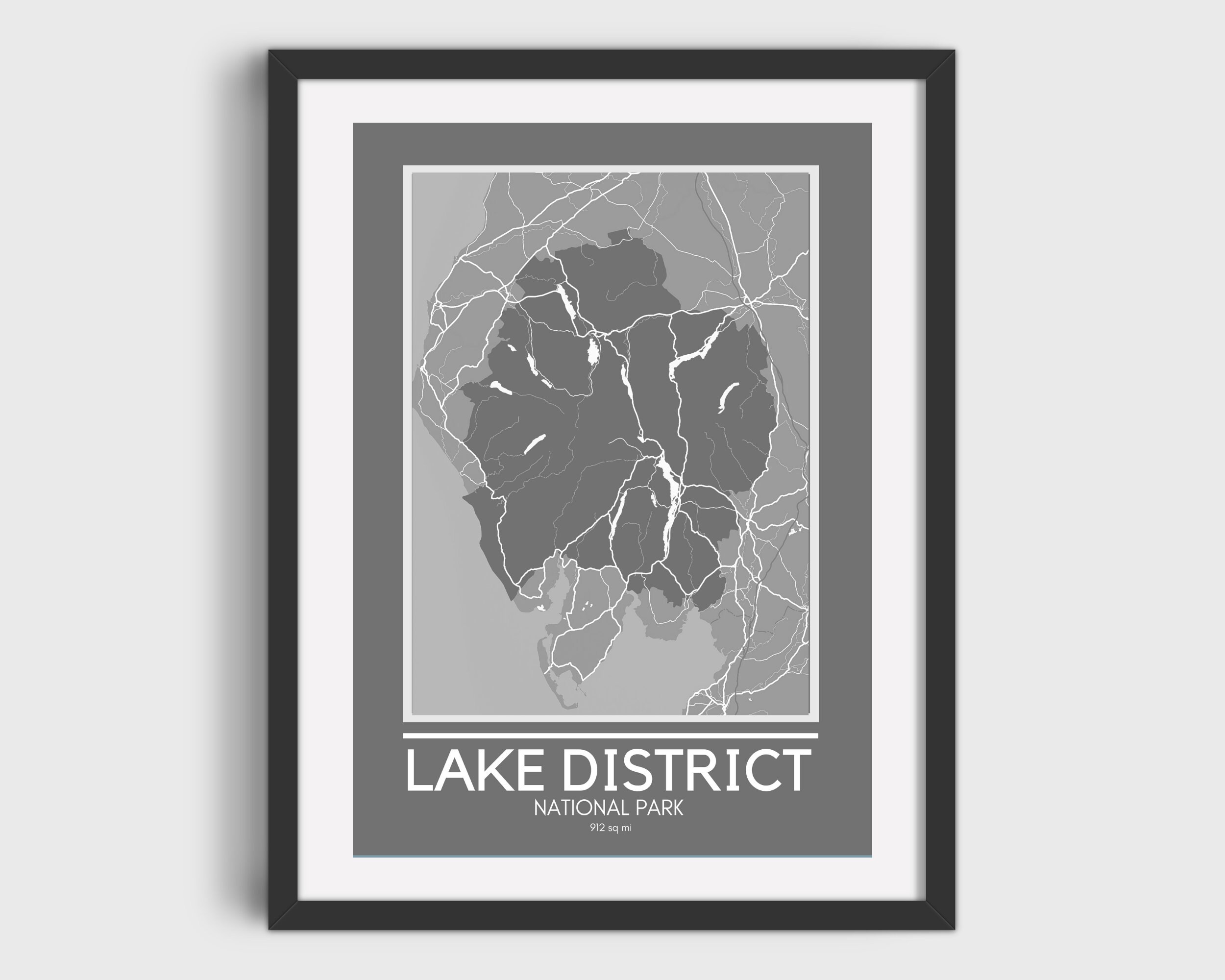 Lake District Map Art Print: Minimalist National Park Design - Etsy UK
