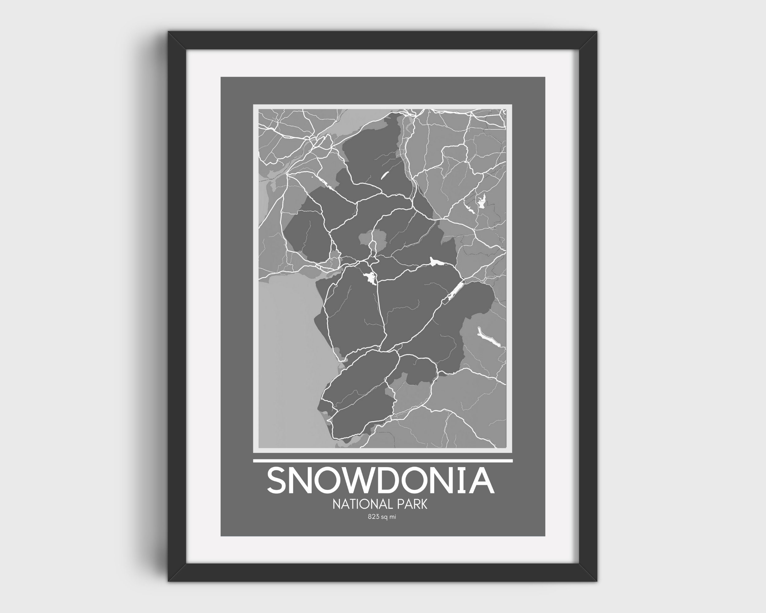 Snowdonia Map Print National Park Map Print Snowdonia | Etsy