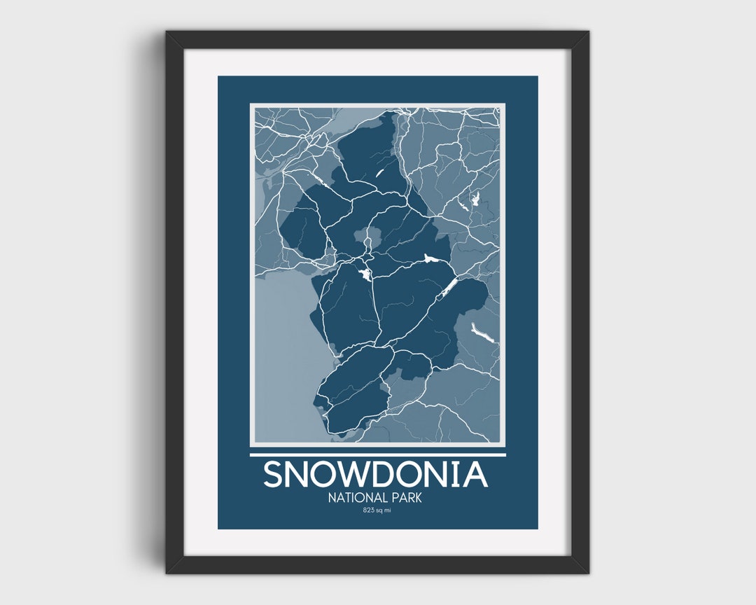 Snowdonia Map Print National Park Map Print Snowdonia Print Pick Your ...