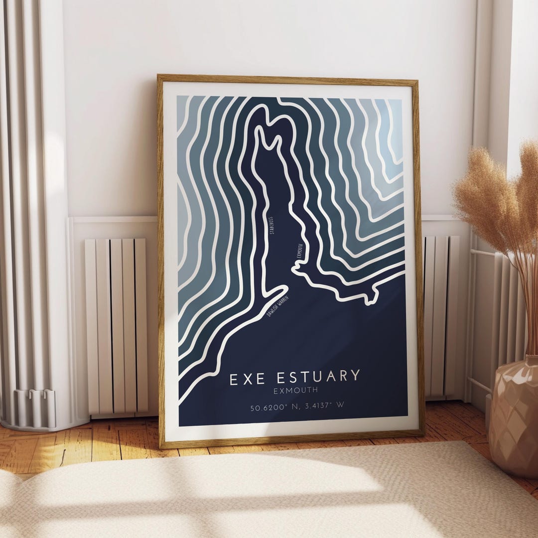Exe Estuary Coastal Art Print: Minimalist Map - Etsy