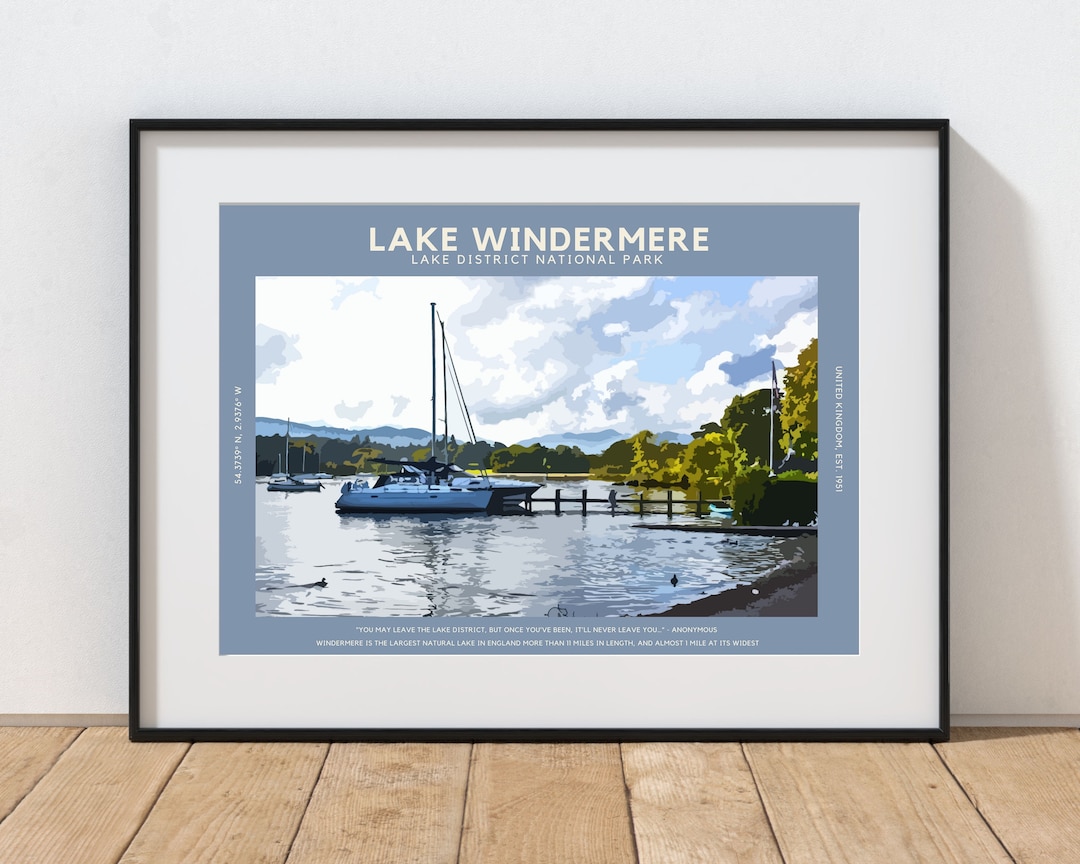 Lake Windermere Print Windermere Travel Poster Lake - Etsy