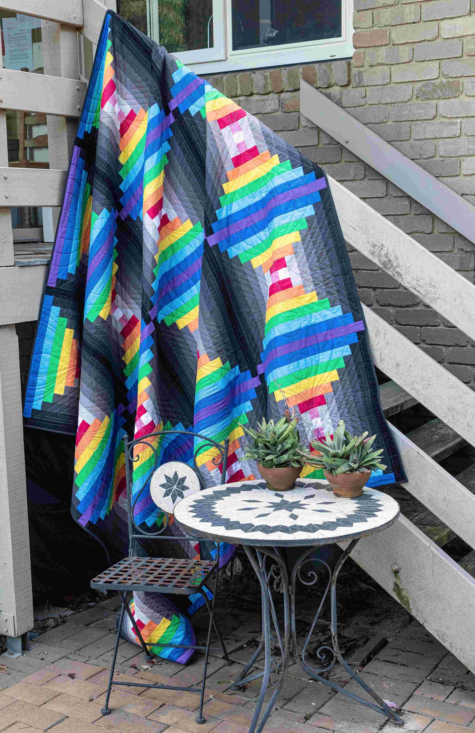 Go With the Flow Quilt PDF Pattern; Courthouse Steps Quilt, Rainbow ...