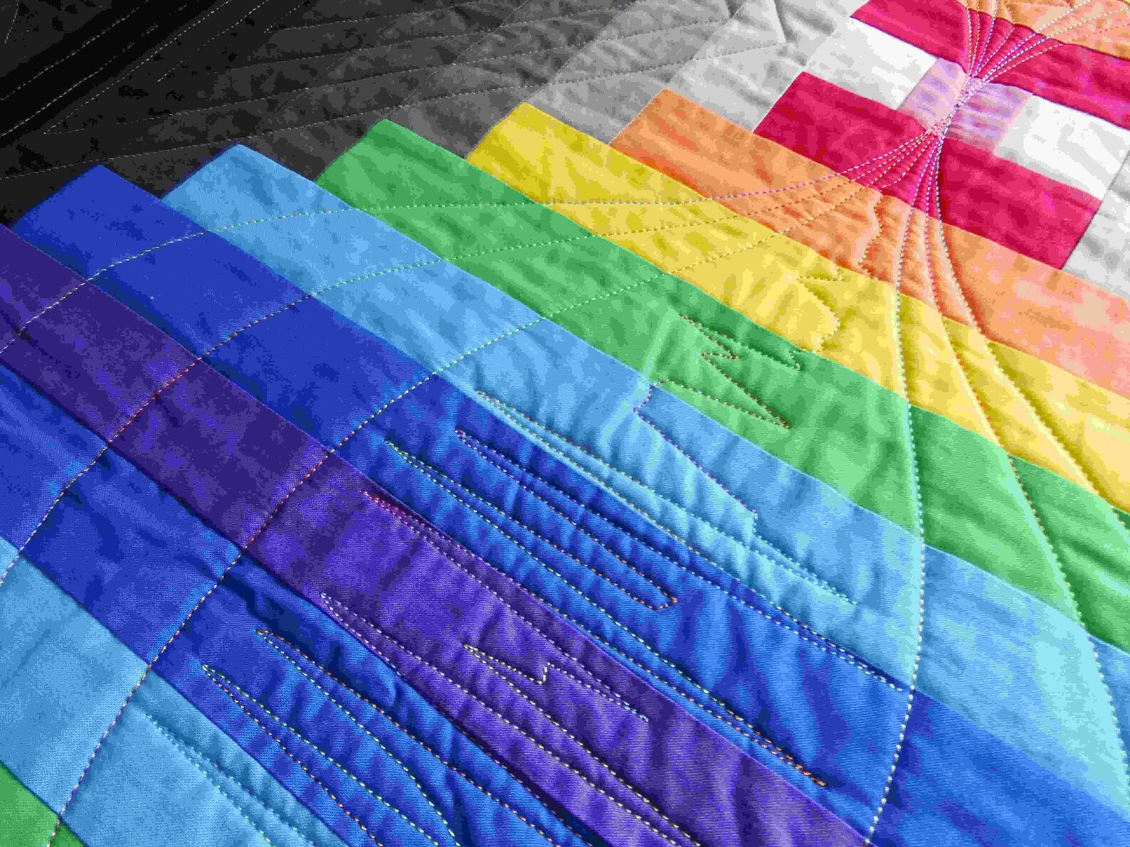 Go With the Flow Quilt PDF Pattern; Courthouse Steps Quilt, Rainbow ...