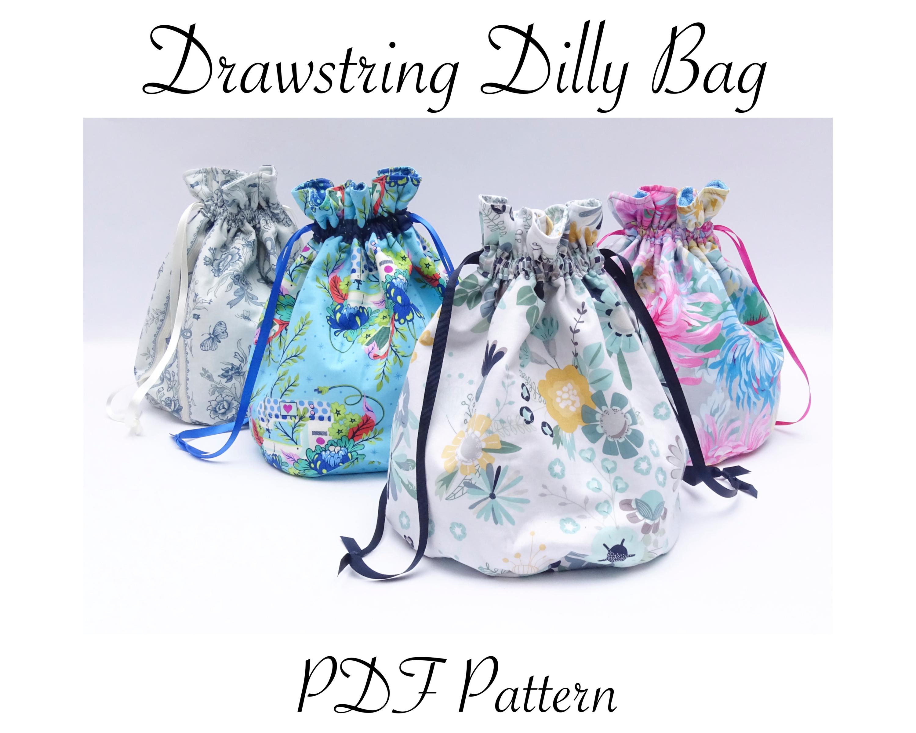 Drawstring Dilly Bag PDF Pattern With Six Internal Pockets; Drawstring ...