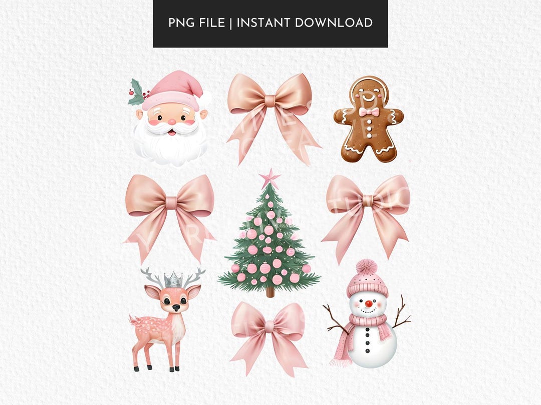 Coquette Christmas Tree PNG Pink Bows Png Retro Christmas Preppy Png ...