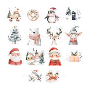 Watercolor Christmas Clipart, Santa Claus Clipart, Reindeer Clipart ...