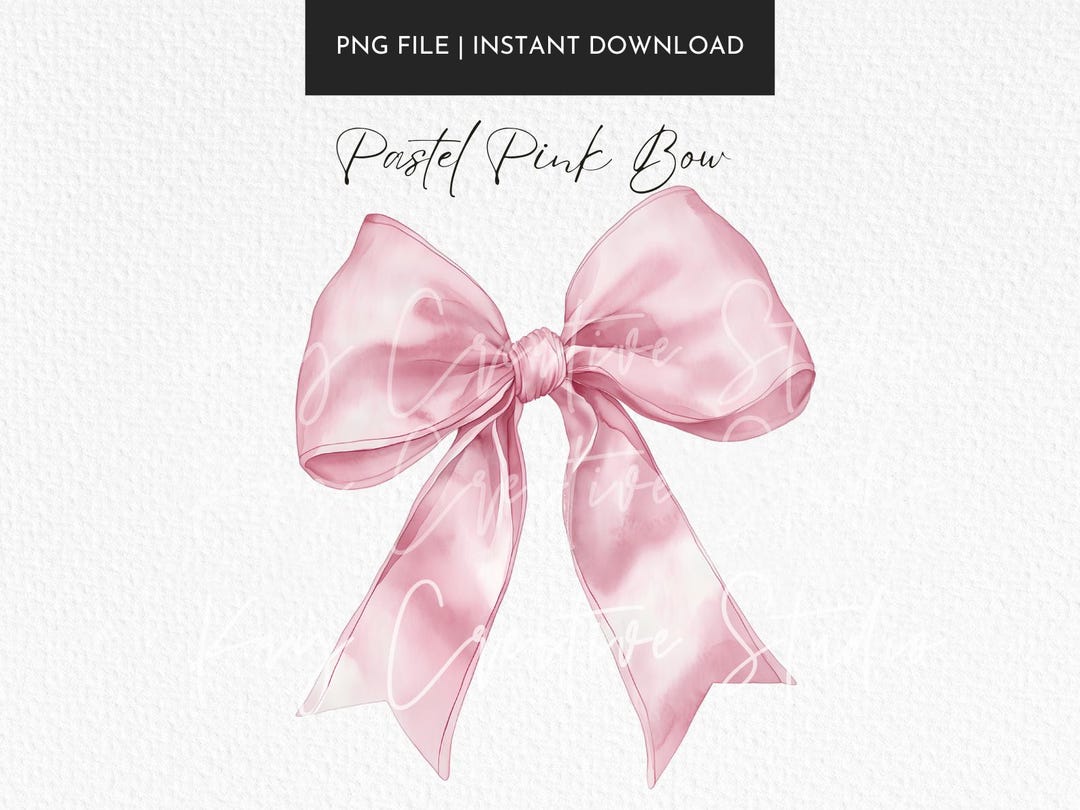 Pastel Pink Coquette Ribbon Bow Watercolor PNG, Pink Bow Png, Coquette ...