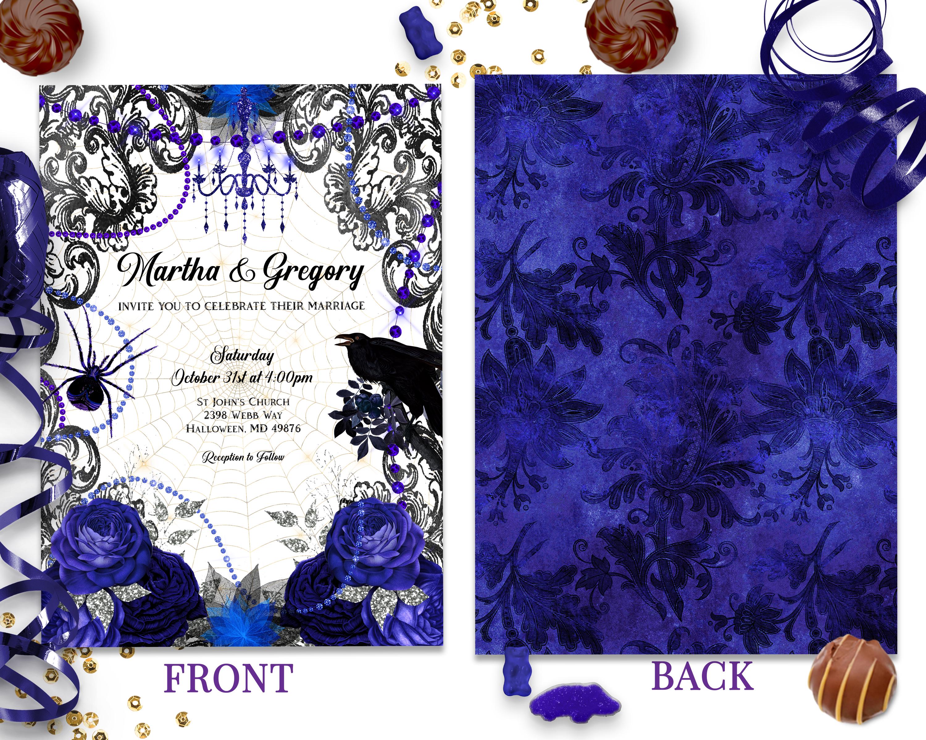 Editable Gothic Wedding Invitations Royal Blue Wedding October Wedding ...