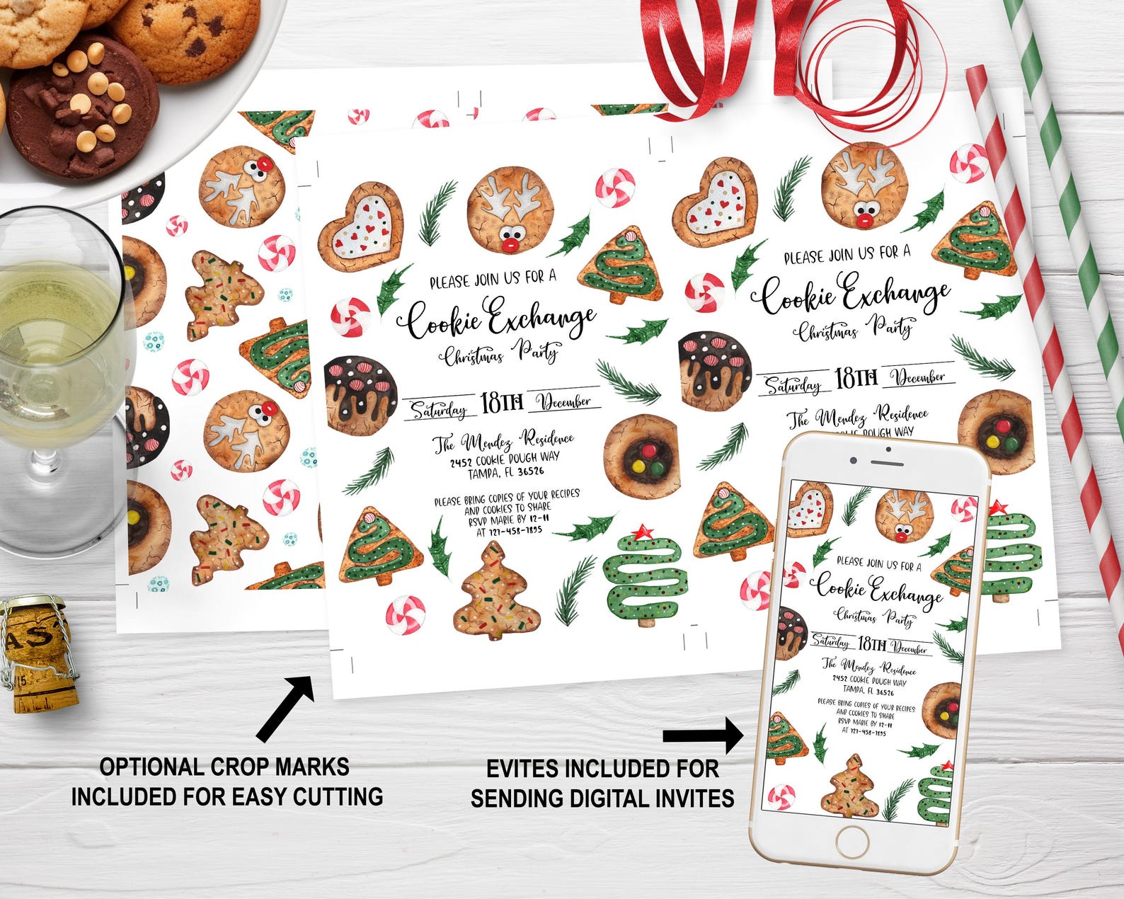 Editable Christmas Cookie Exchange Invitation Cookie Swap Invites ...