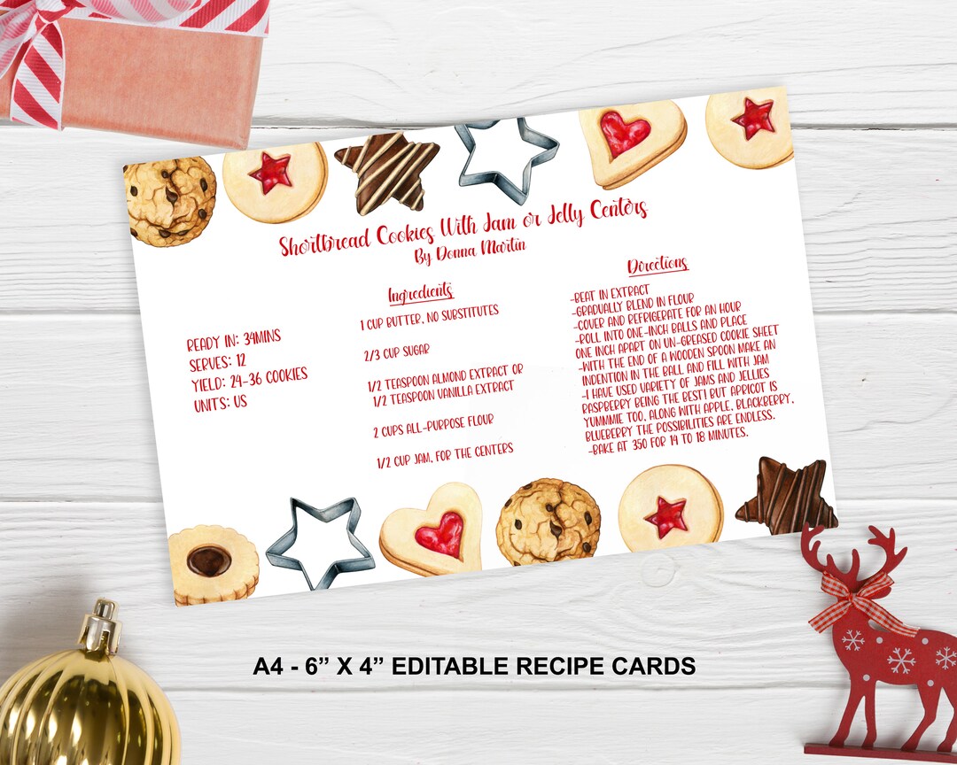 Christmas Cookie Exchange Recipe Card Template Christmas Cookie Swap ...