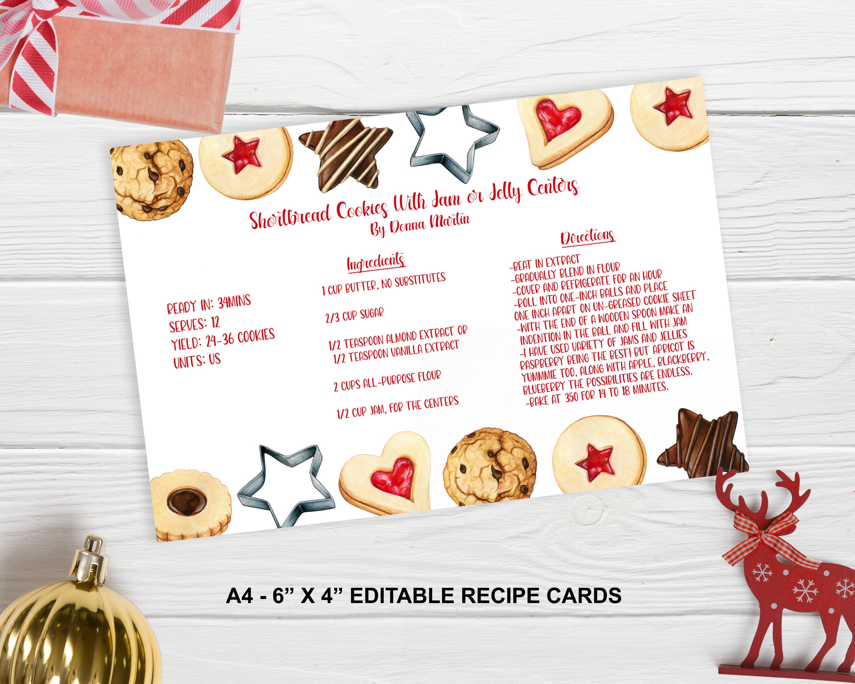 Christmas Cookie Exchange Recipe Card Template