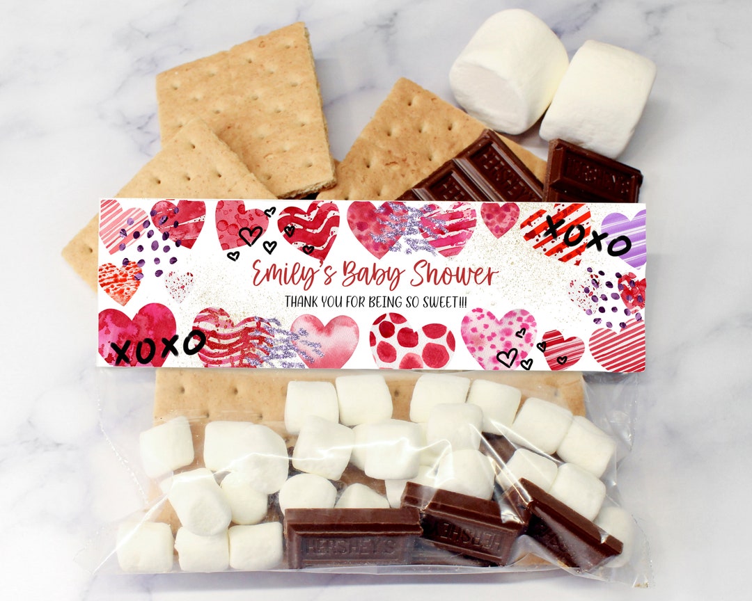 Valentines Day Treat Bag Toppers Watercolor Hearts Gift Bag Labels ...