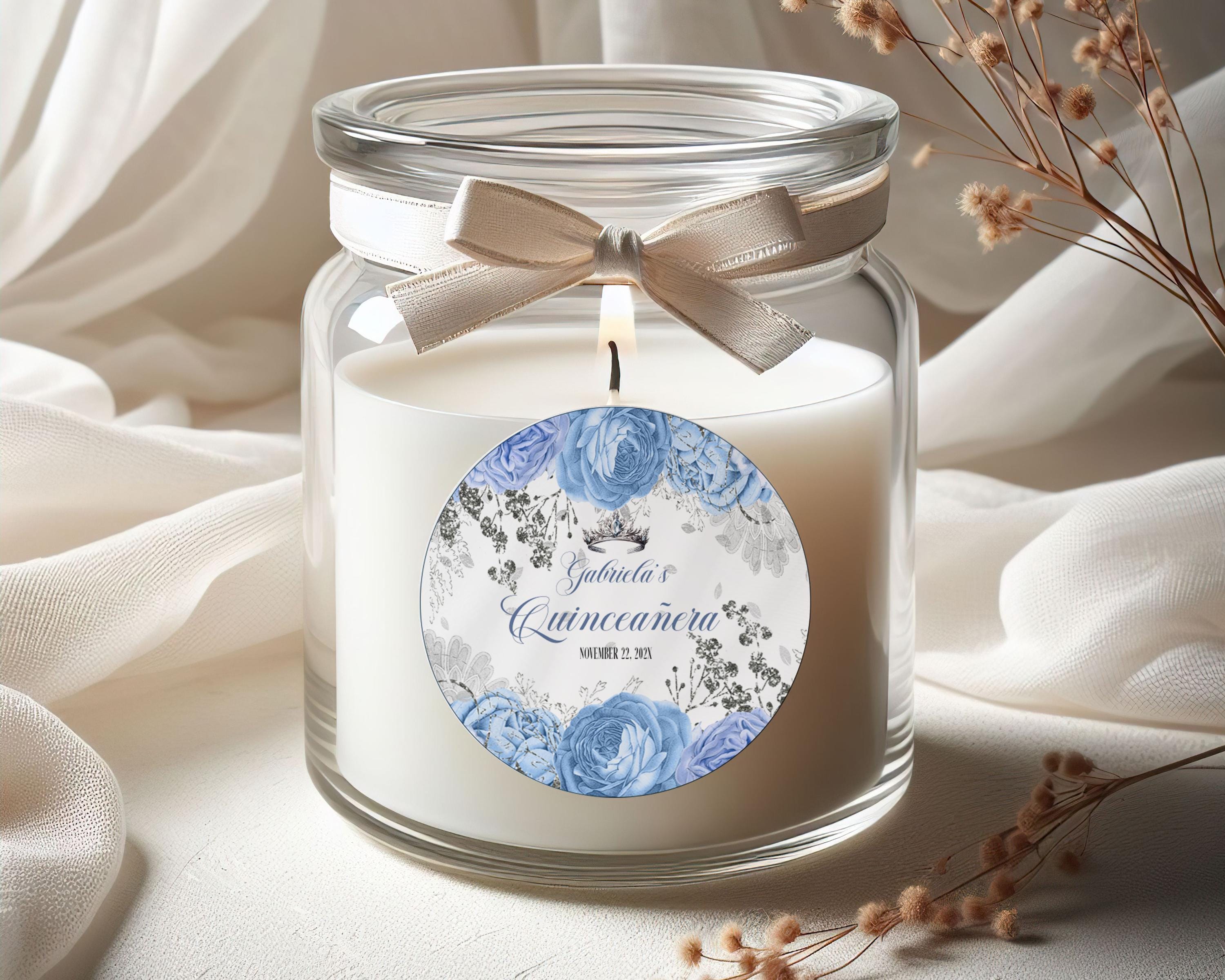 Light Blue Quinceanera Circle Favor Tags Dusty Blue Flowers Silver ...