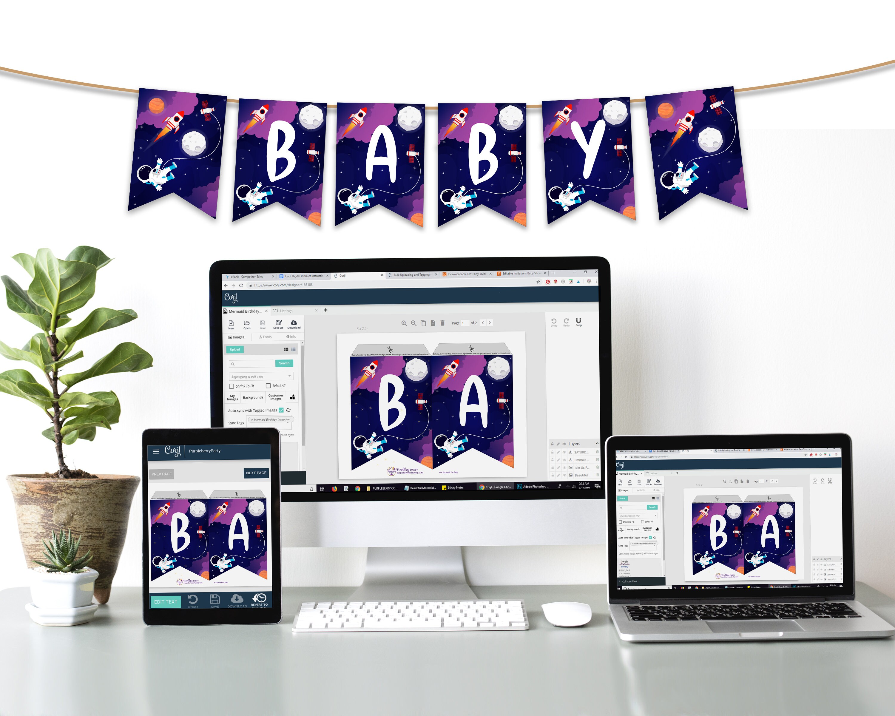 Editable Outer Space Banner Astronaut Banner Rocket Banner | Etsy