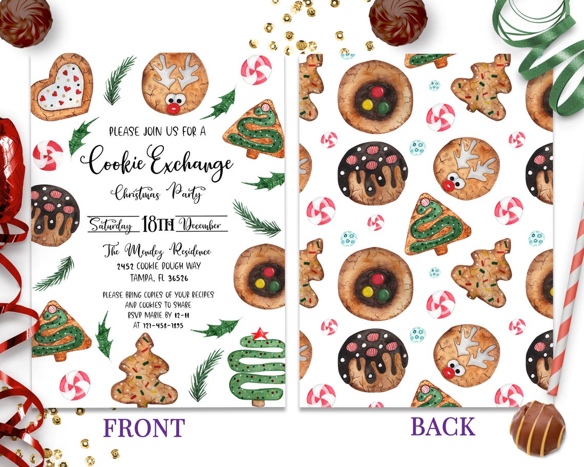 Editable Christmas Cookie Exchange Invitation Cookie Swap Invites ...
