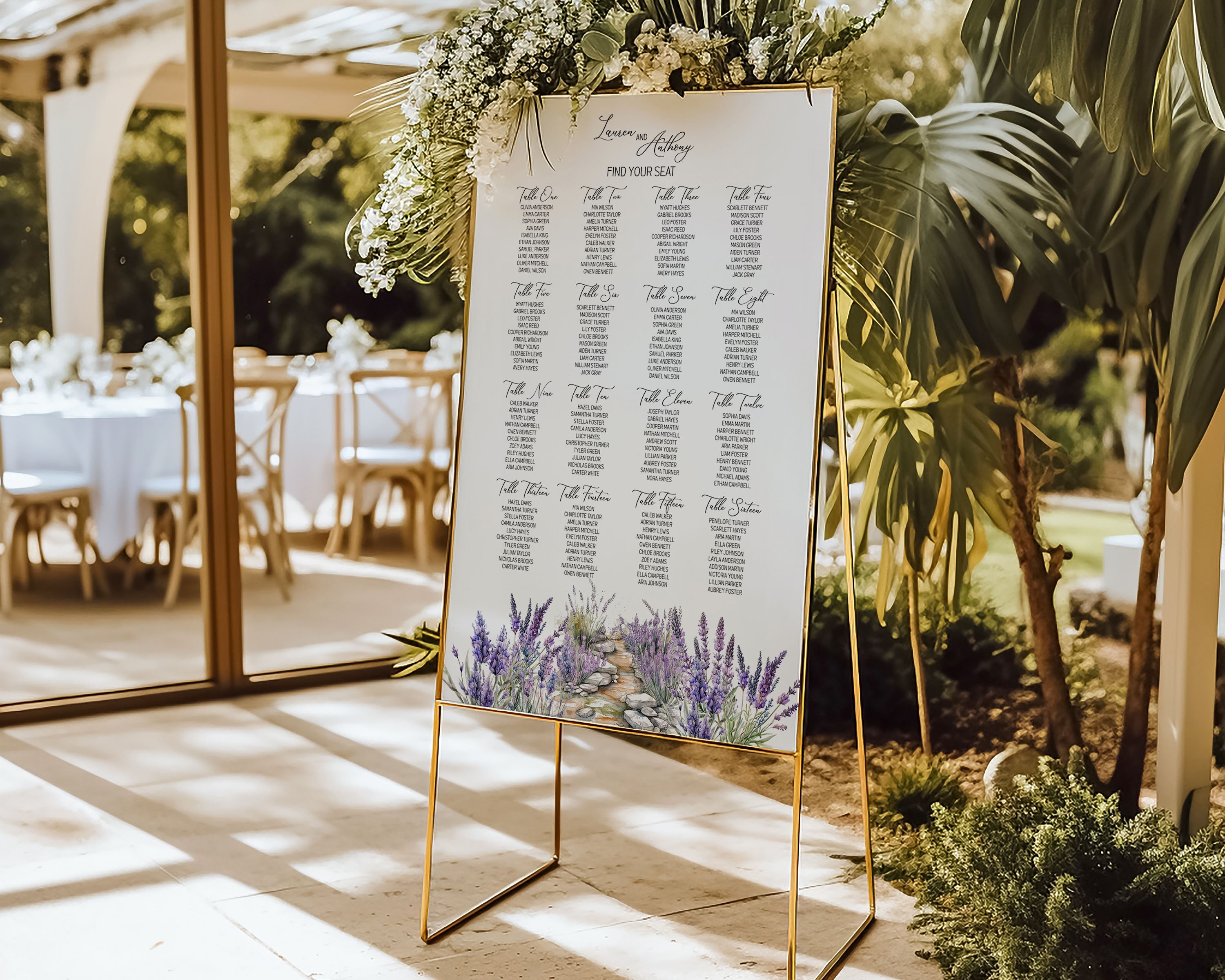 Lavender Wedding Seating Chart Template Lavender Floral Seating Chart ...