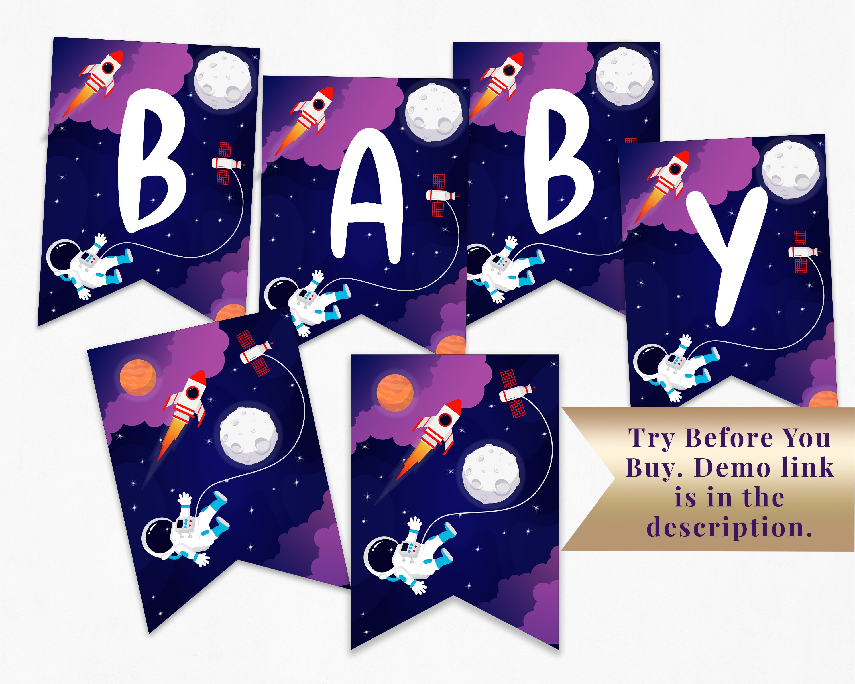 Editable Outer Space Banner Astronaut Banner Rocket Banner | Etsy