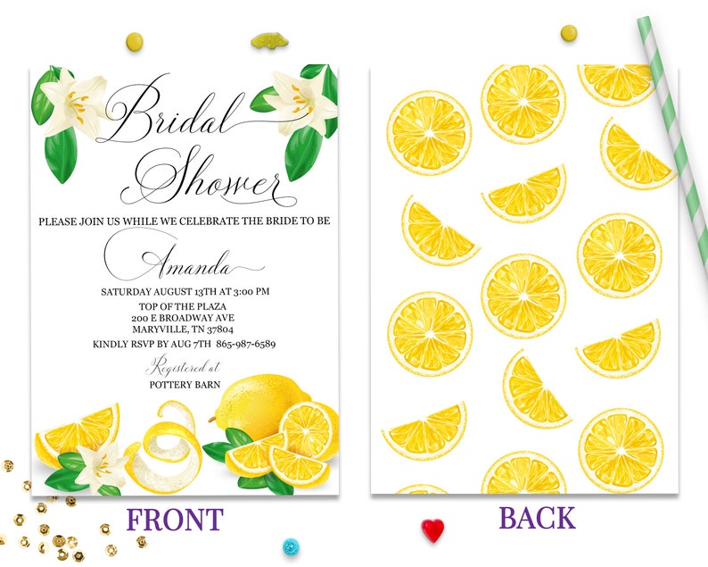 Lemon Bridal Shower Invitations, ID131 - Etsy