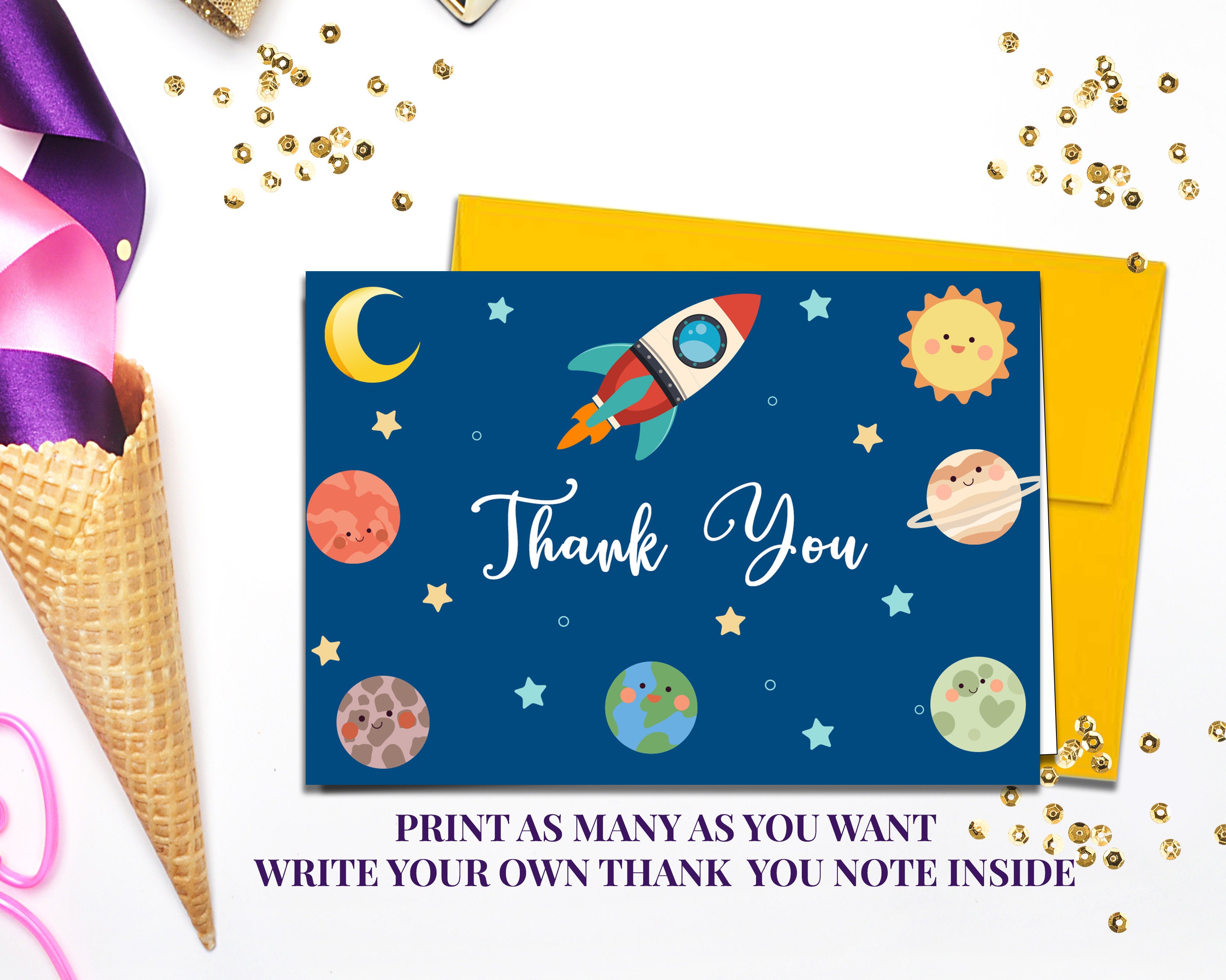 Space Themed Thank You Cards Baby Boy Shower Thank You Cards - Etsy