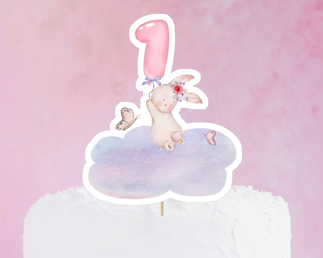 Printable Bunny Cake Topper Some Bunny is One Birthday Decorations ...