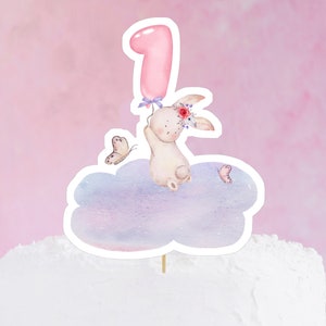 Printable Bunny Cake Topper Some Bunny is One Birthday Decorations ...
