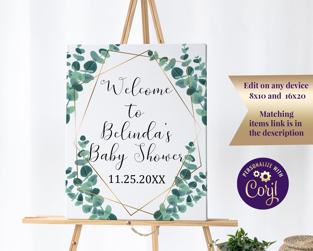 Greenery Eucalyptus Welcome Sign, Welcome Shower Sign, Custom Welcome ...