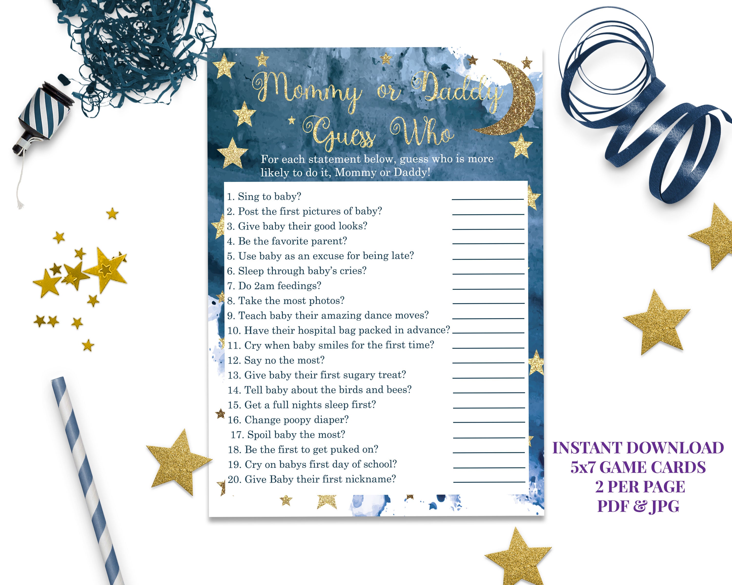Twinkle Twinkle Little Star Baby Shower Games, Guess Who Game, ID137 - Etsy