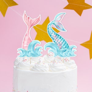 Printable Mermaid Cake Topper Mermaid Birthday Decorations Downloadable ...