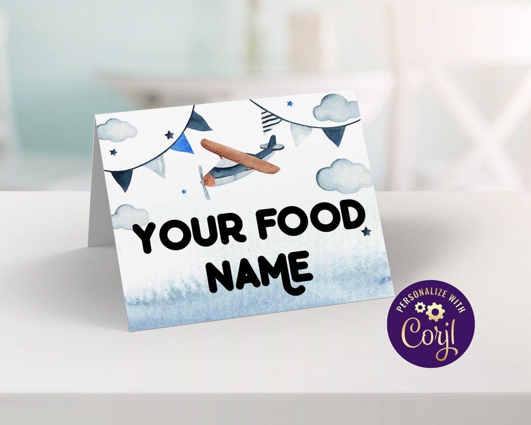 Airplane Place Cards Airplane Food Labels Airplane Birthday Airplane ...