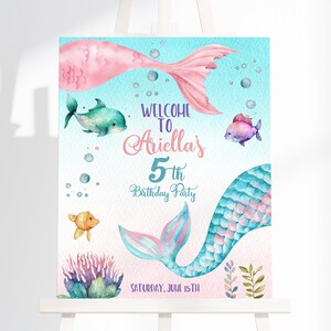 Editable Mermaid Birthday Welcome Sign Mermaid Birthday Party - Etsy