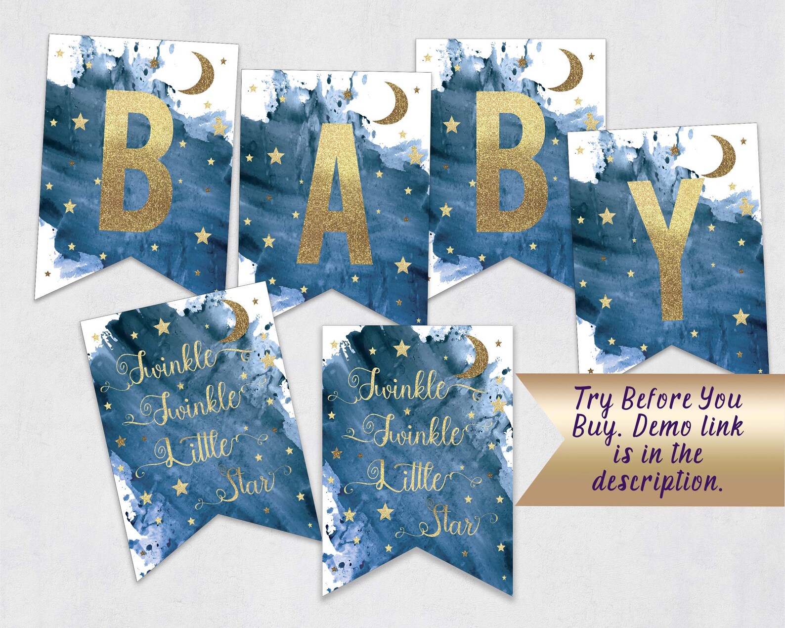 Twinkle Twinkle Little Star Banner ID137 - Etsy