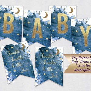 Twinkle Twinkle Little Star Banner, ID137 - Etsy