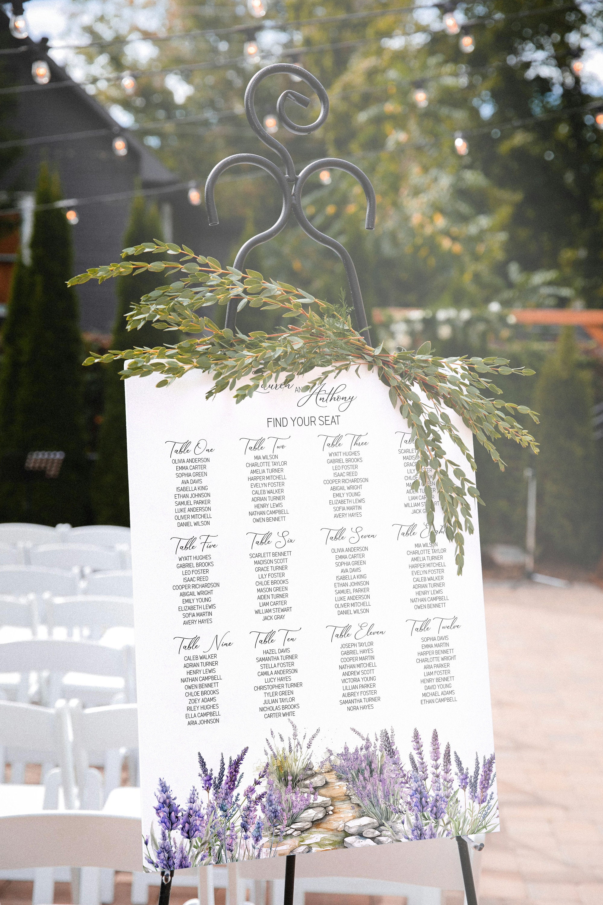 Lavender Wedding Seating Chart Template Lavender Floral Seating Chart ...