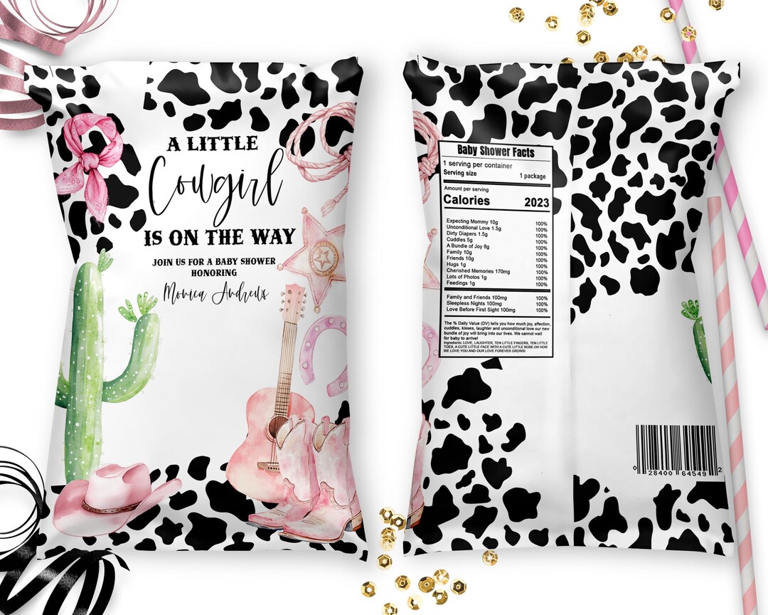 Western Cowgirl Baby Shower Chip Bags Rustic Rodeo Baby Shower Party ...
