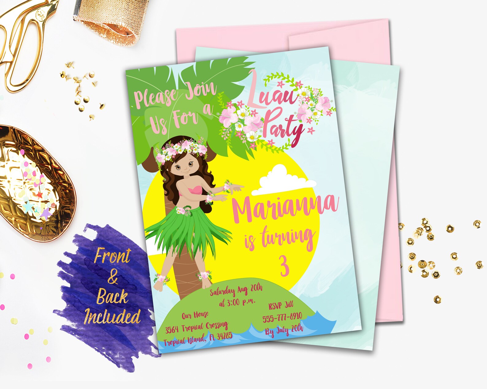 Luau Invitation Downloadable Invites ID105 - Etsy
