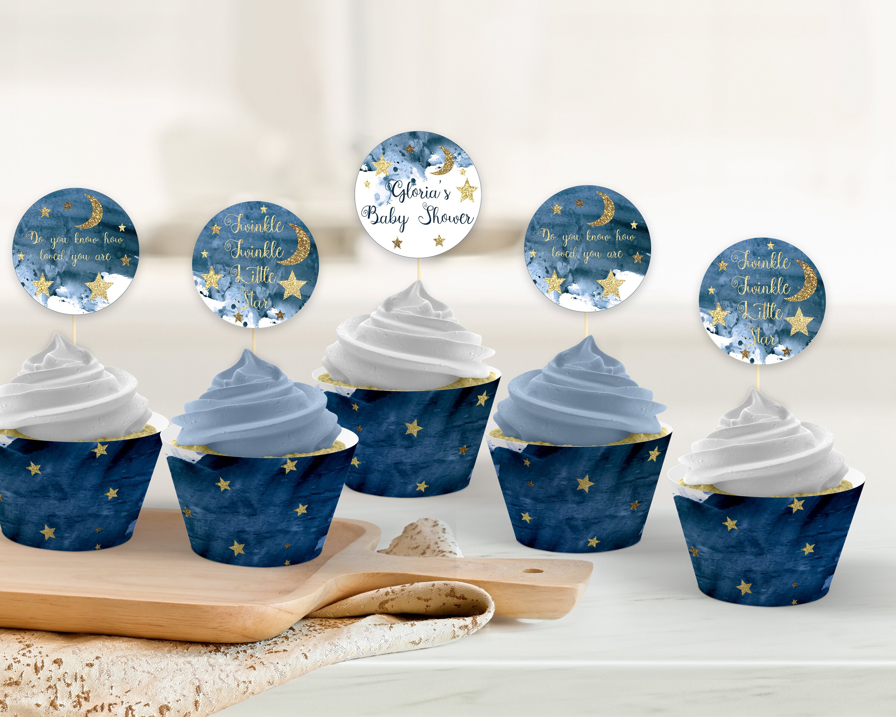 Twinkle Little Star Cupcake Toppers and Cupcake Wrappers Moon | Etsy