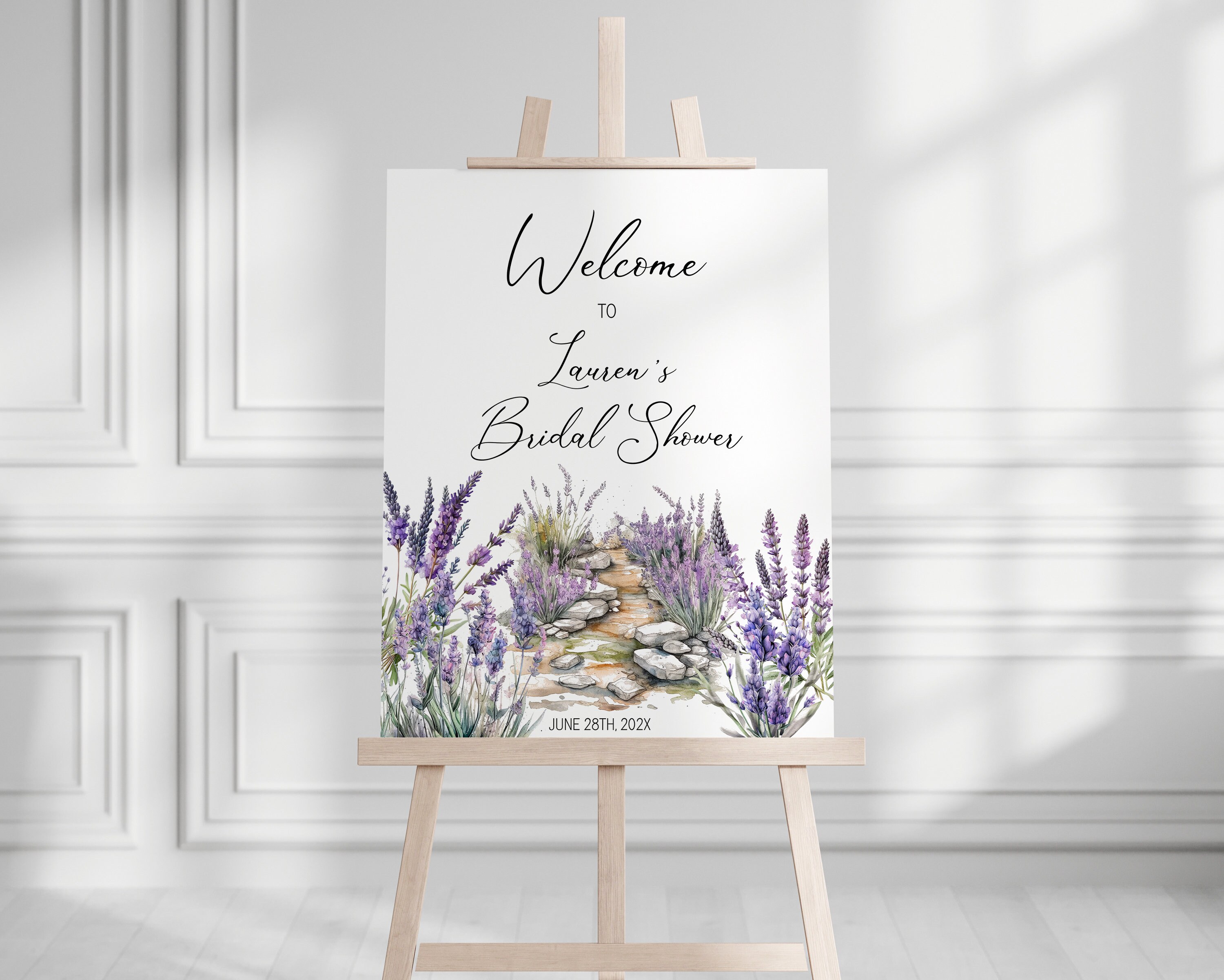 Lavender Bridal Shower Welcome Sign Lavender Floral Bridal Shower Sign ...