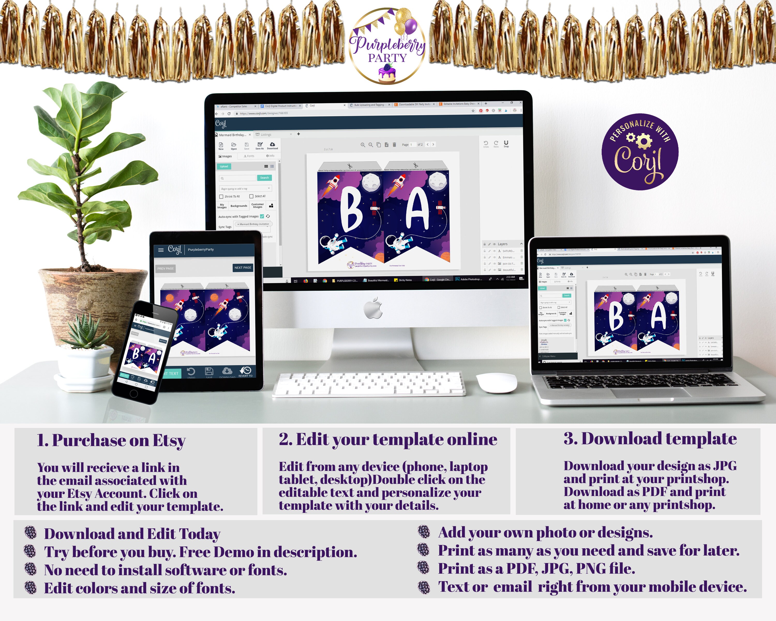 Editable Outer Space Banner Astronaut Banner Rocket Banner | Etsy