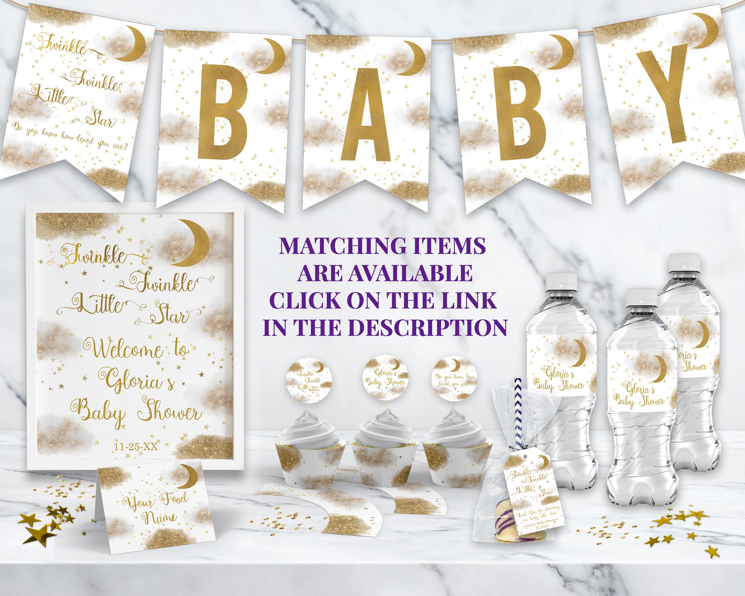 Twinkle Twinkle Little Star Banner, Printable Baby Banner for Shower ...