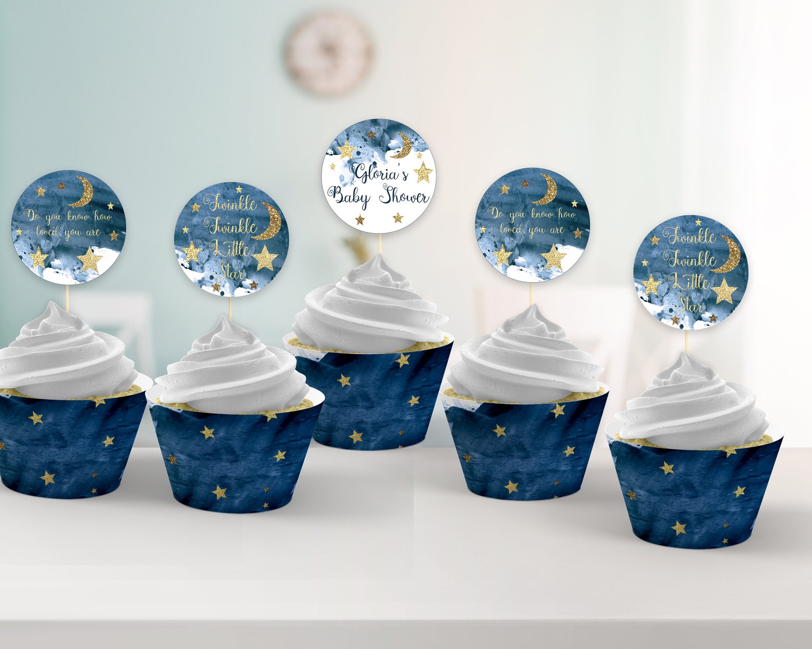 Twinkle Little Star Cupcake Toppers and Cupcake Wrappers Moon | Etsy