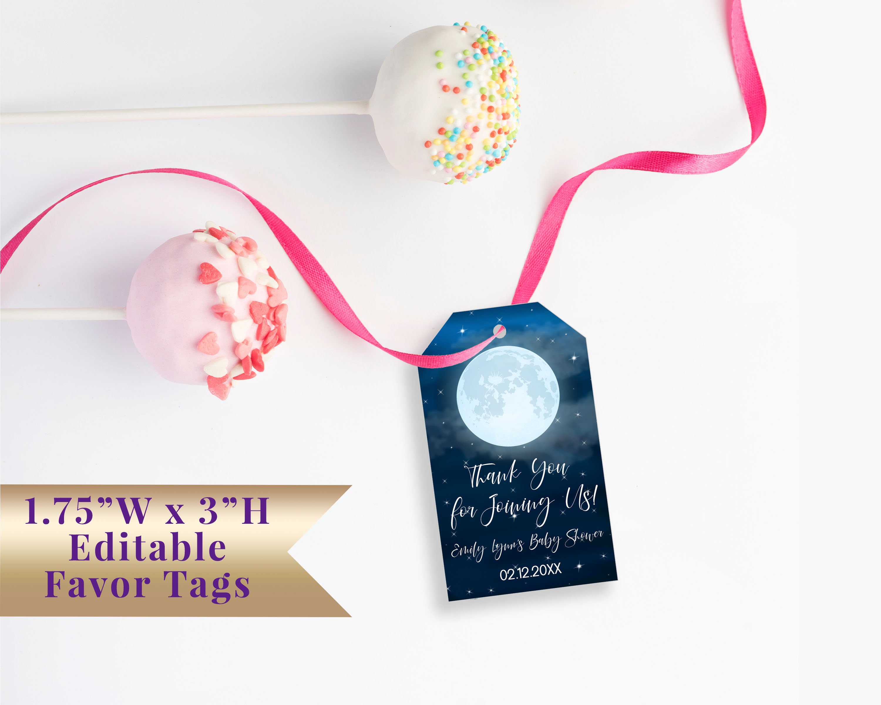 Moon and Stars Favor Tags Thank You Tags ID158 - Etsy