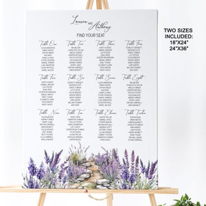 Lavender Wedding Seating Chart Template Lavender Floral Seating Chart ...