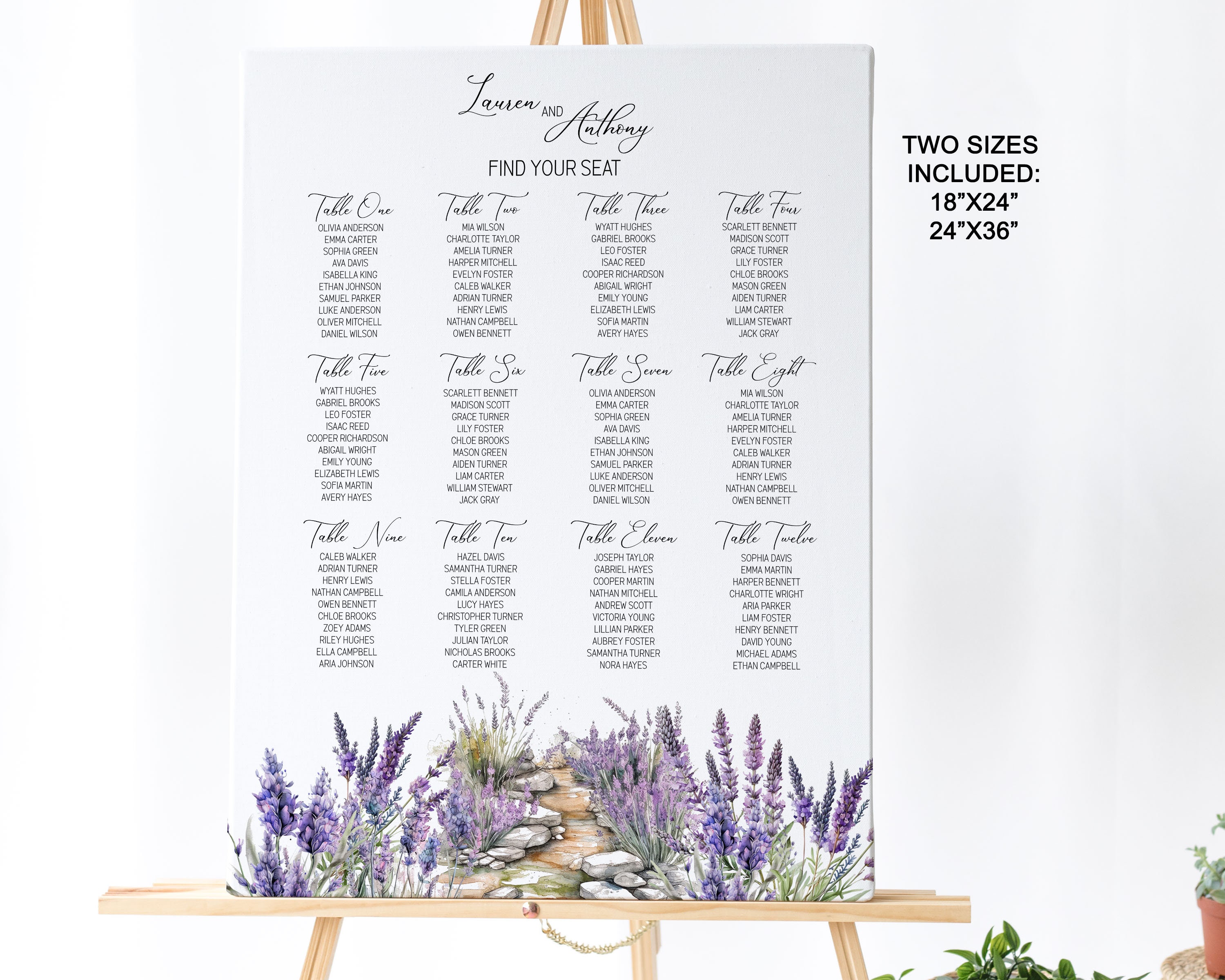 Lavender Wedding Seating Chart Template Lavender Floral Seating Chart ...