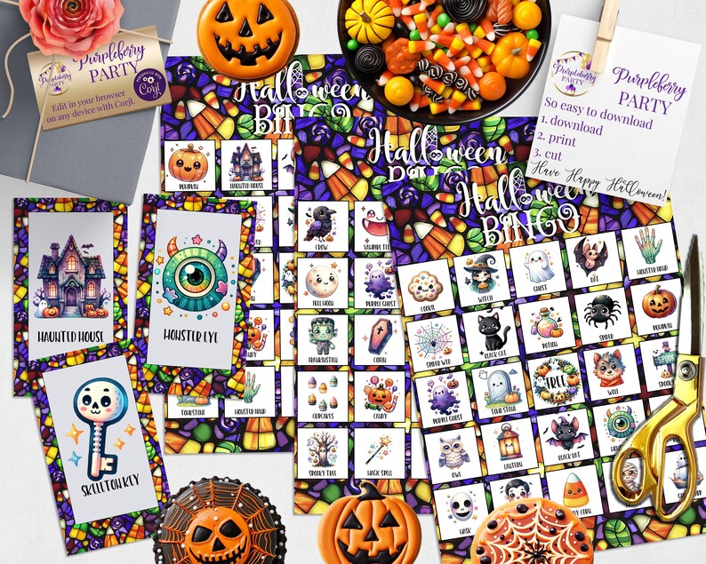 Halloween Bingo Game Sheets and Halloween Game Calling Cards Halloween ...