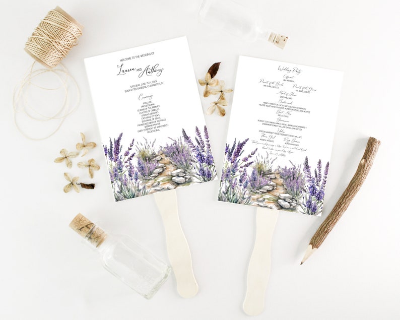 Lavender Wedding Program Template Editable Lavender Floral Garden ...
