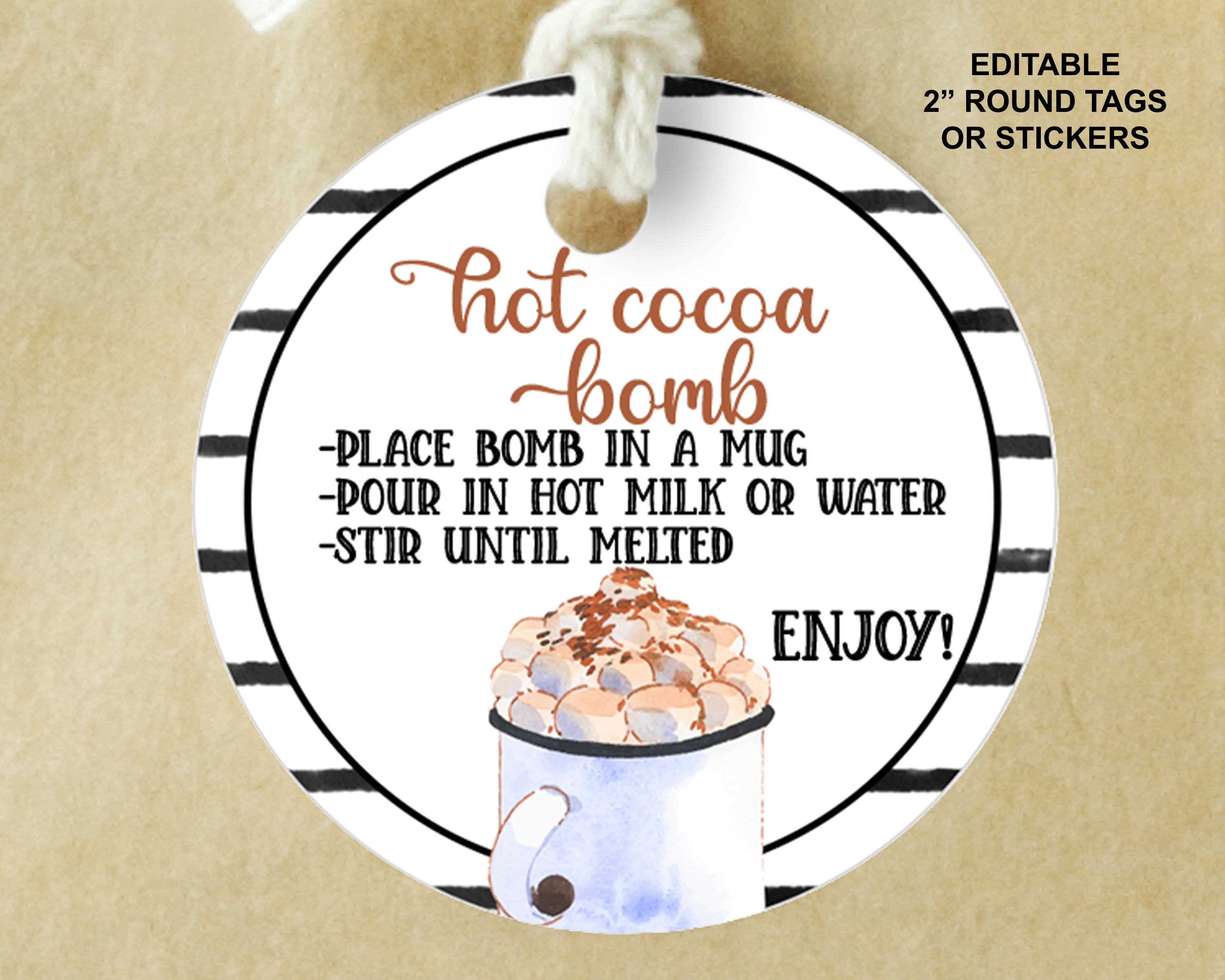 Editable Hot Cocoa Bar Sign and Hot Cocoa Bomb Tags Set Hot | Etsy